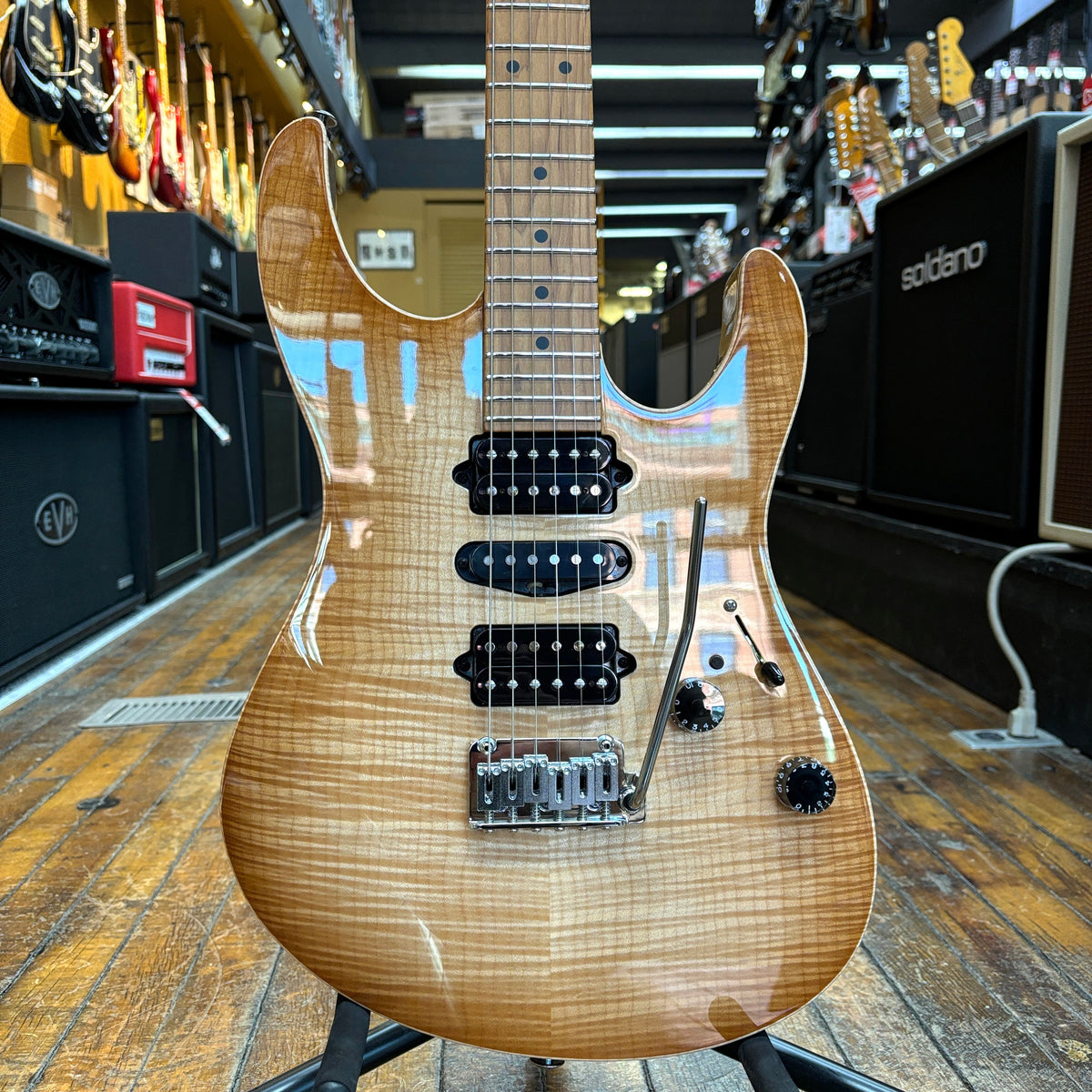Suhr Modern Custom Electric Guitar Natural Burst w/Roasted Maple Finge ...